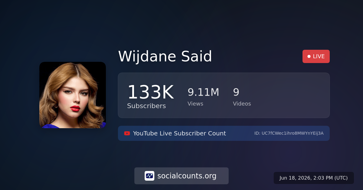 Wijdane Said - YouTube Live Subscriber Count - SocialCounts.org