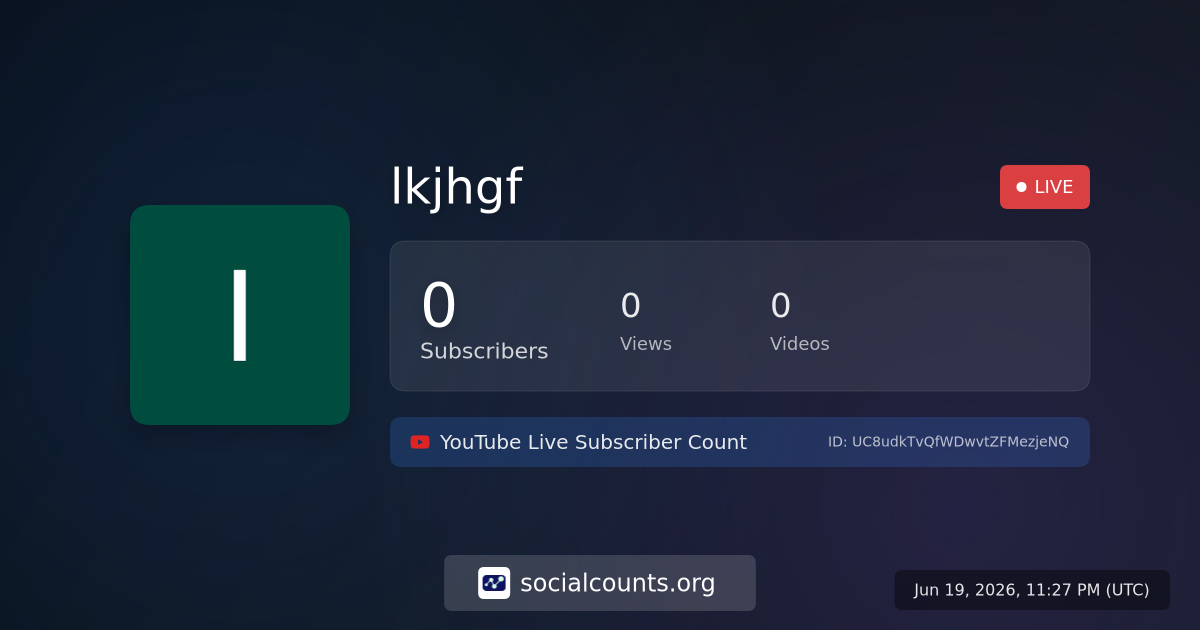 lkjhgf - YouTube Live Subscriber Count - SocialCounts.org