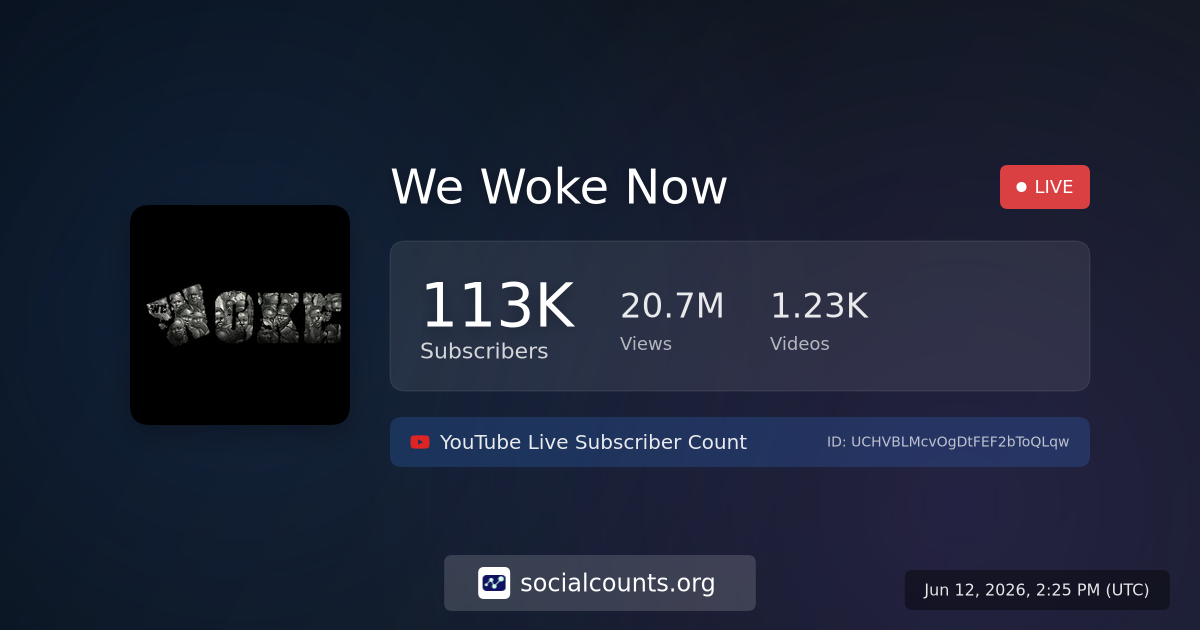 We Woke Now - YouTube Live Subscriber Count - SocialCounts.org