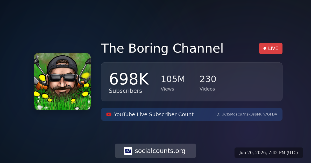 The Boring Channel - YouTube Live Subscriber Count - SocialCounts.org