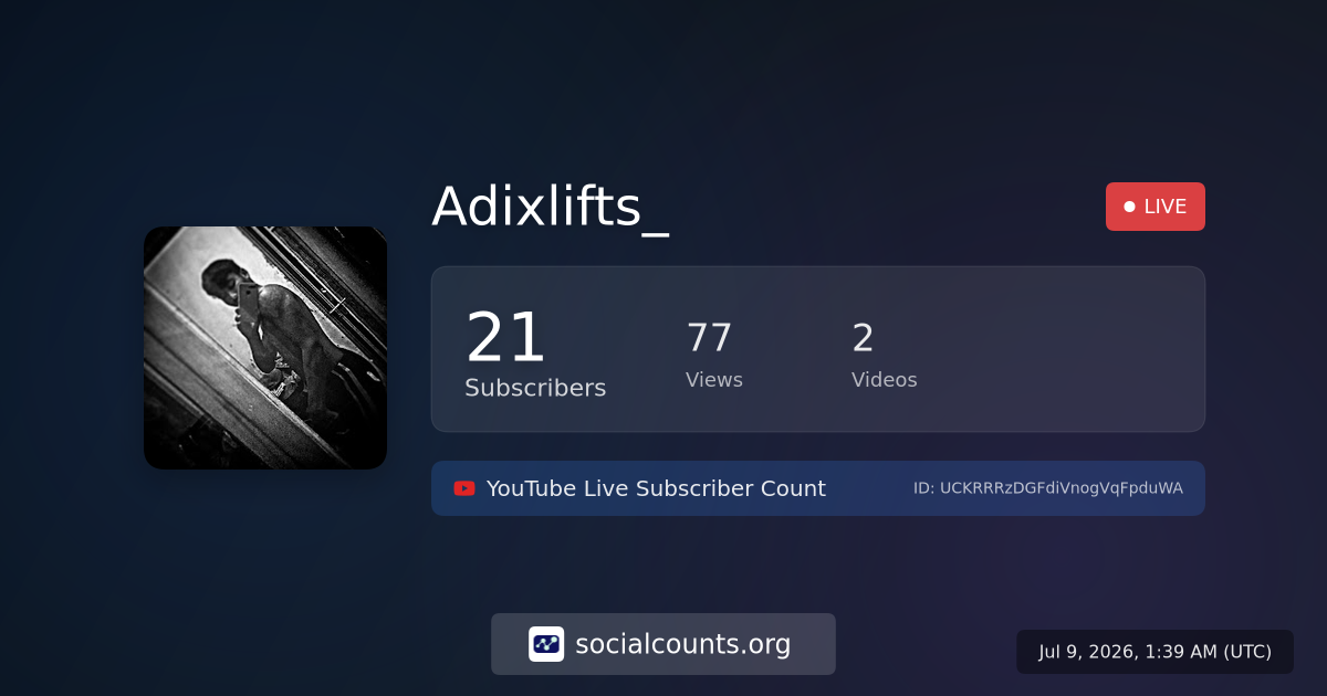 Adixlifts_ - YouTube Live Subscriber Count - SocialCounts.org