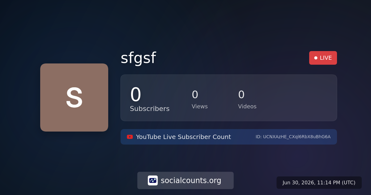 sfgsf - YouTube Live Subscriber Count - SocialCounts.org