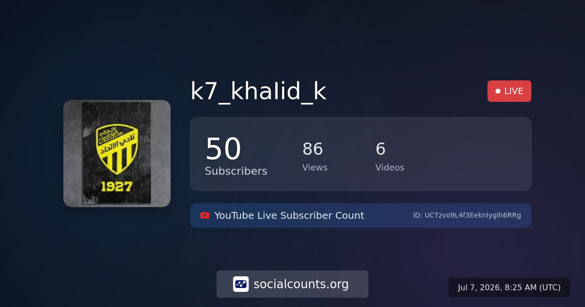 khaIid-الحربي - YouTube Live Subscriber Count - SocialCounts.org