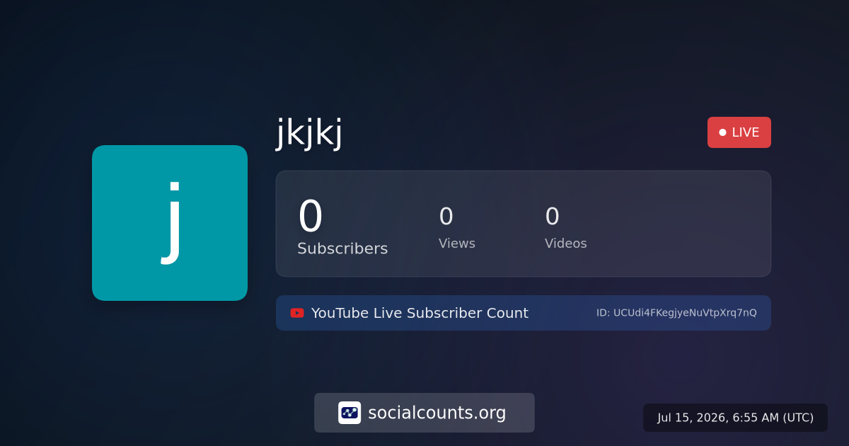 jkjkj - YouTube Live Subscriber Count - SocialCounts.org