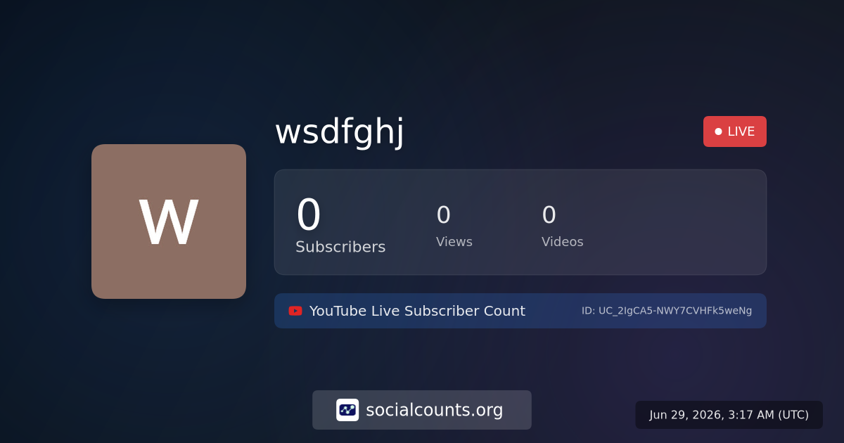 wsdfghj - YouTube Live Subscriber Count - SocialCounts.org