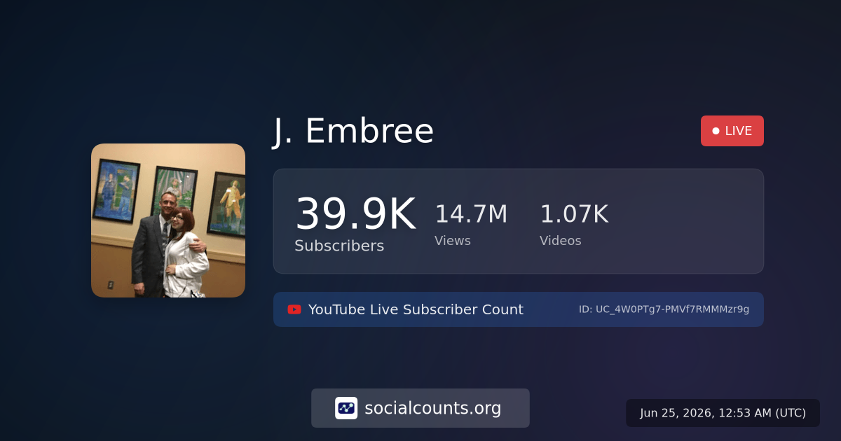 J. Embree - YouTube Live Subscriber Count - SocialCounts.org