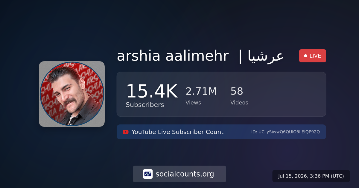 arshia aalimehr | عرشیا - YouTube Live Subscriber Count - SocialCounts.org