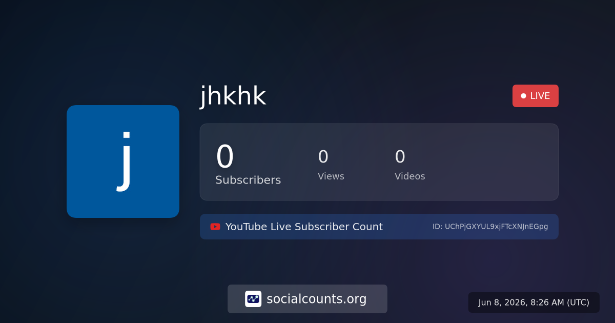 jhkhk - YouTube Live Subscriber Count - SocialCounts.org