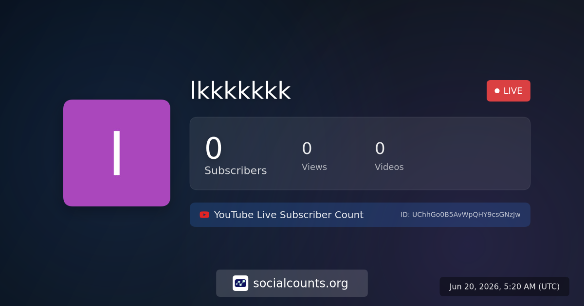 lkkkkkkk - YouTube Live Subscriber Count - SocialCounts.org