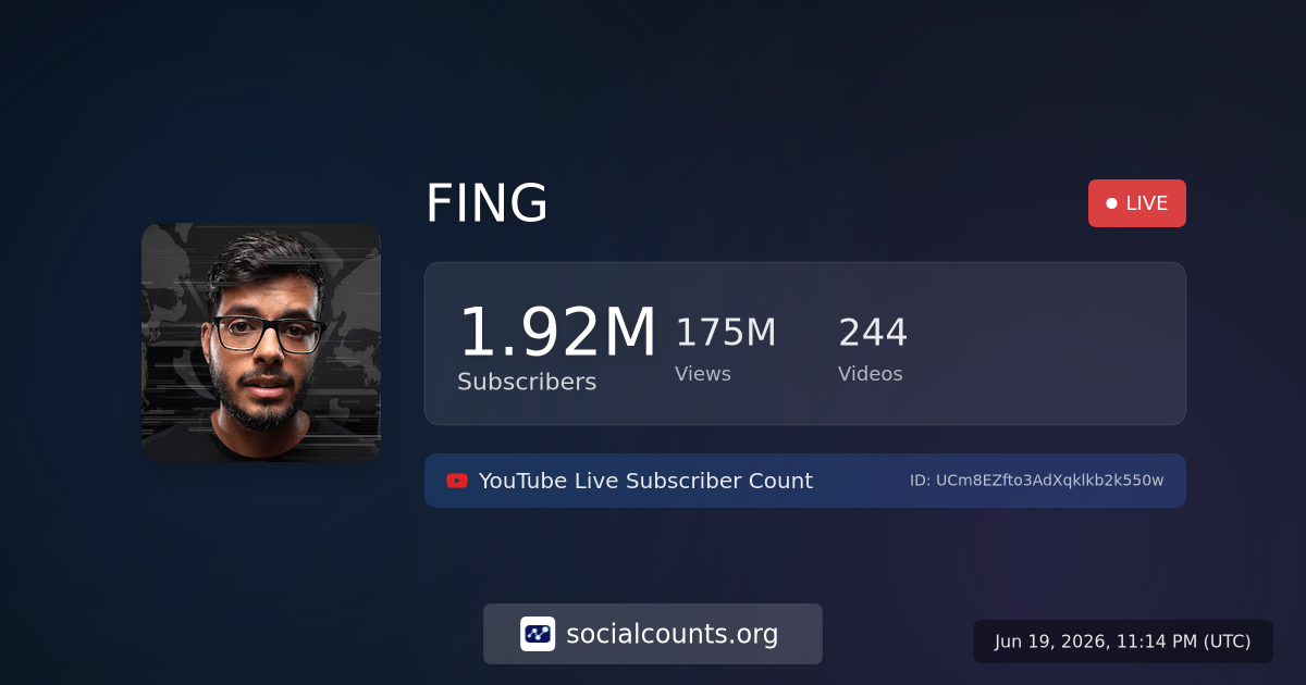 FING - YouTube Live Subscriber Count - SocialCounts.org