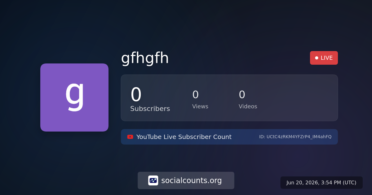 gfhgfh - YouTube Live Subscriber Count - SocialCounts.org