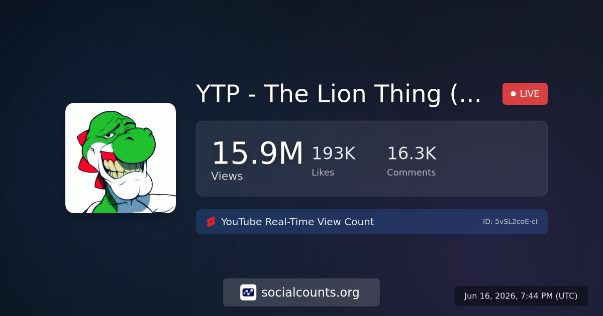 YTP - The Lion Thing (30K Sub Special) | Real-Time YouTube Live View ...