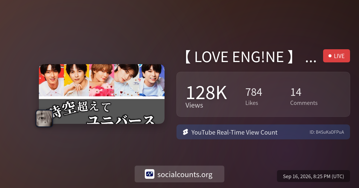 Love Engne 】 時空超えてユニバース Mlk Real Time Youtube Live View Count