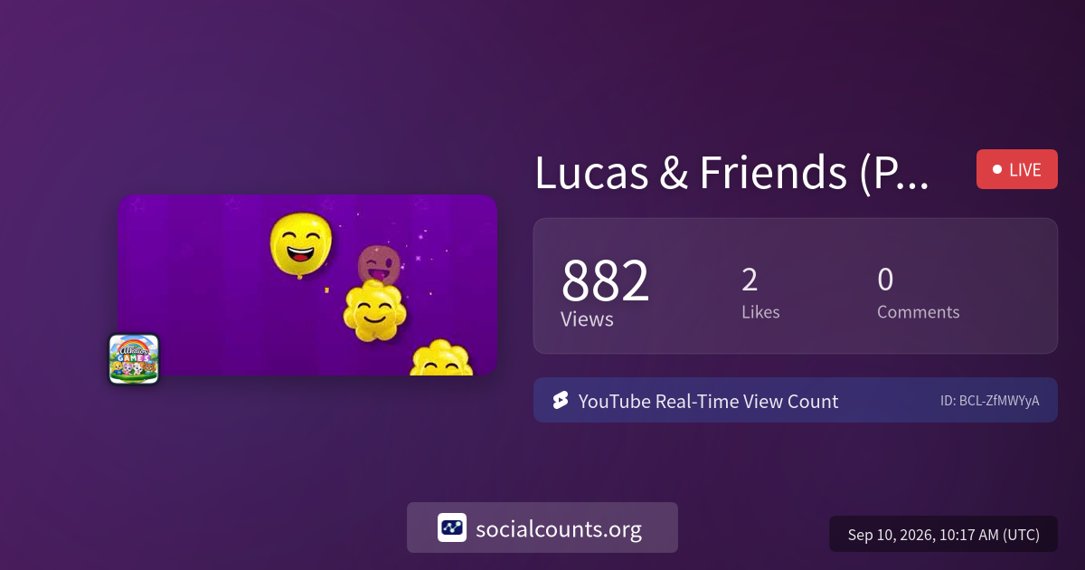Lucas And Friends Popping Balloon Real Time Youtube Live View Count