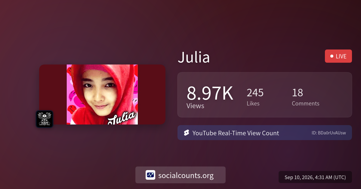 Julia Real Time Youtube Live View Count