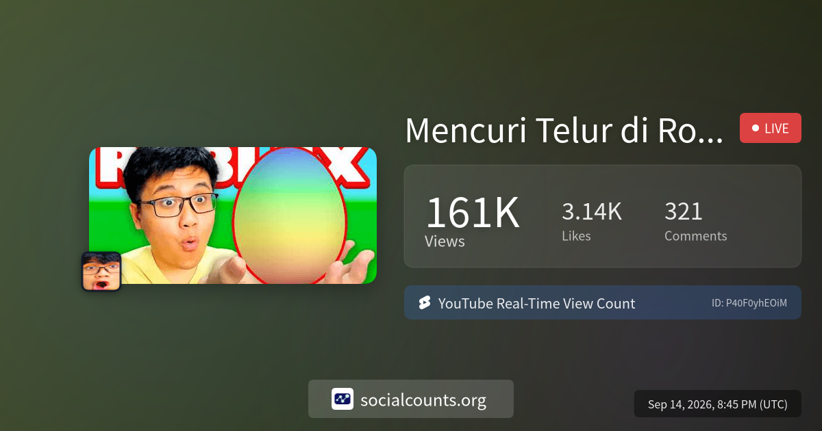 Mencuri Telur Di Roblox Real Time Youtube Live View Count