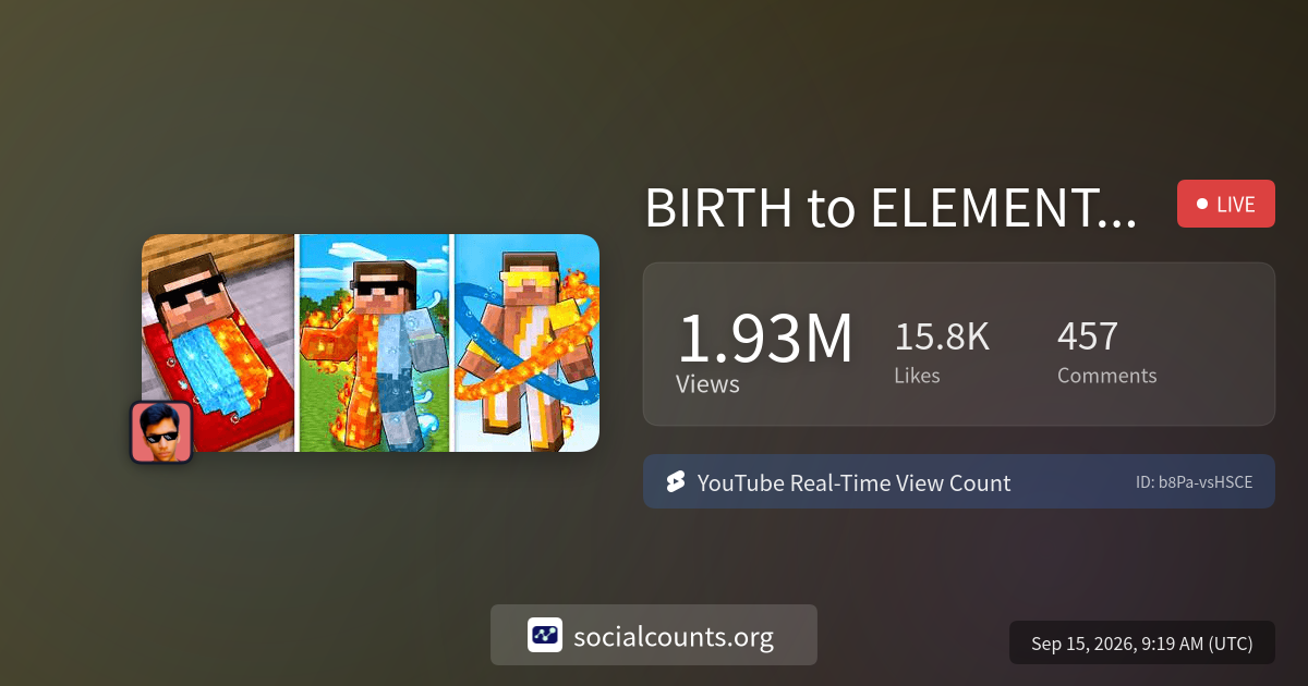 Birth To Elemental In Minecraft Real Time Youtube Live View Count