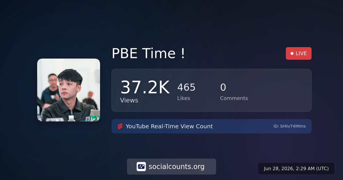 PBE Time ! | Real-Time YouTube Live View Count | SocialCounts.org